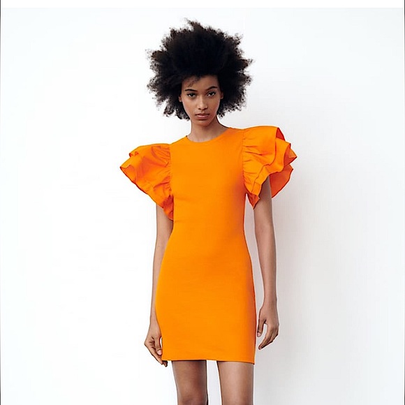 Zara | Dresses | Zara Ribbed Dress With Ruffles | Poshmark